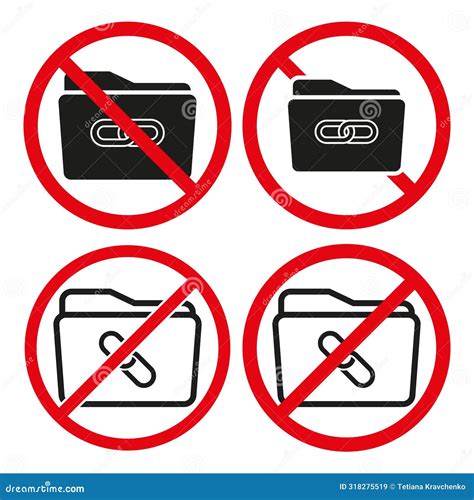 Prohibited File Sharing Vector Signs Attachment And Link Sharing Not Allowed Data Exchange