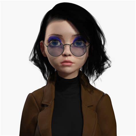 Stylish Female Character In Brown Trench Coat And Glasses 3d Model
