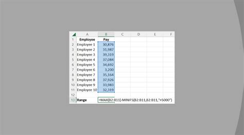 How To Find Range In Excel