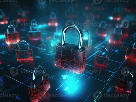 Ai Generated Padlocks In Front Of Digital Codes Cybersecurity Locks Keys 35789619 Stock