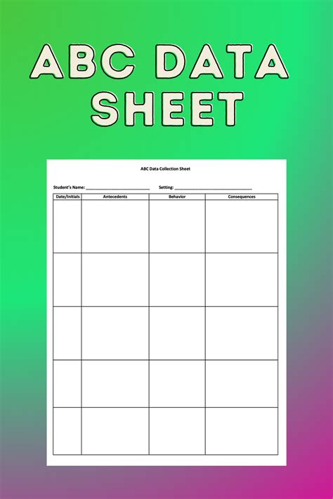 Abc Data Sheet Data Sheets Data Collection Sheets Abc