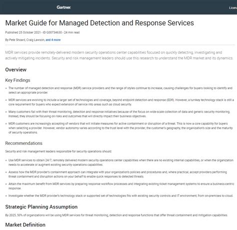 Gartners Market Guide For Managed Detection And Response Services