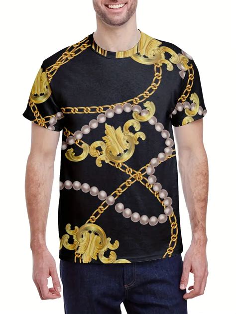 Големи тениски с триизмерен модел с верижка и графика за Temu Bulgaria