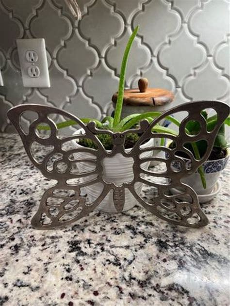 Vintage Leonard Silver Plate Butterfly Trivet Metal Butterfly Wall Art