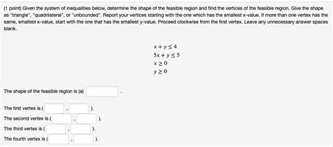 Solved Point Given The System Of Inequalities Below Chegg
