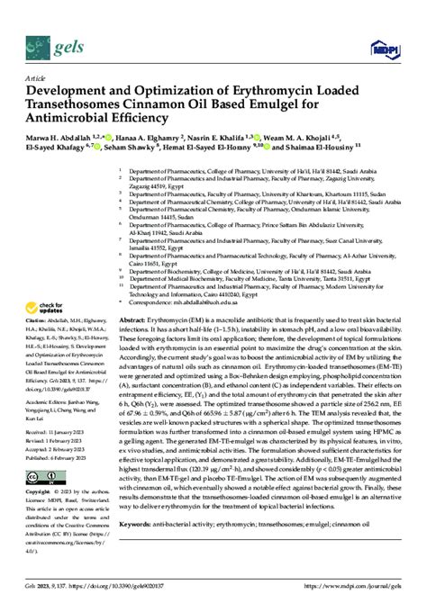 Pdf Development And Optimization Of Erythromycin Loaded
