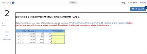Solved Exercise Algo Present Value Single Amounts Chegg