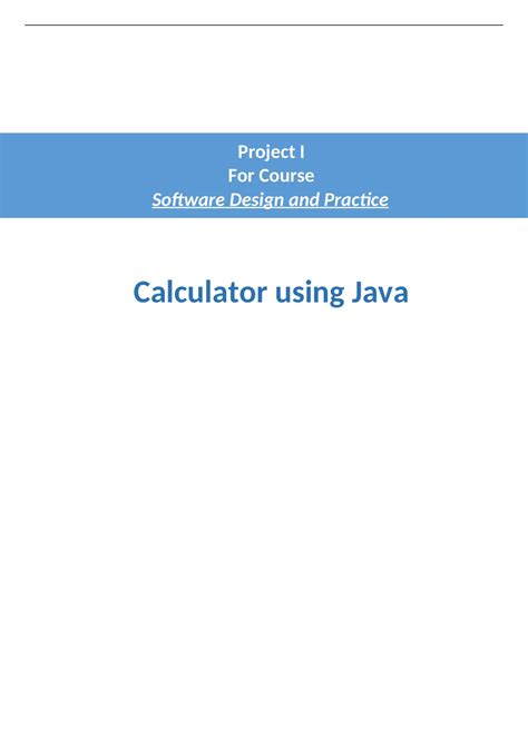 Calculator Project Report With Source Code Using Java Software Engineering Stuvia US
