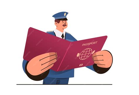 Premium Vector Airport Stuff Worker In Uniform Holding Passport With