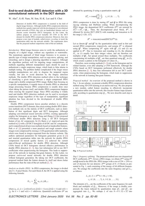 End To End Double Jpeg Detection With A 3d Convolutional Network In The Dct Domain Request Pdf