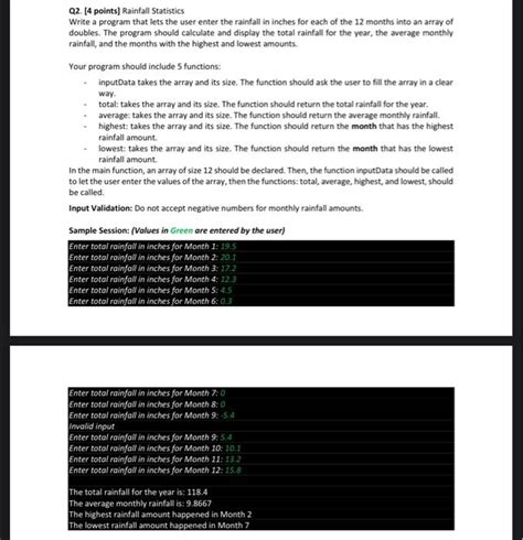 Solved Q2 4 Points Rainfall Statistics Write A Program