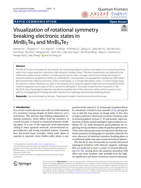 Pdf Visualization Of Rotational Symmetry Breaking Electronic States In Mnbi2te4 And Mnbi4te7