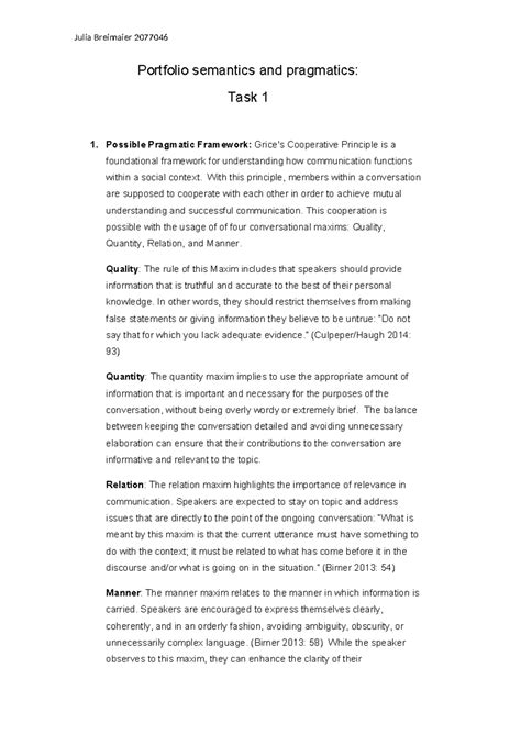 Portfolio Semantics And Pragmatics Task 1 Portfolio Semantics And Pragmatics Task 1 Possible