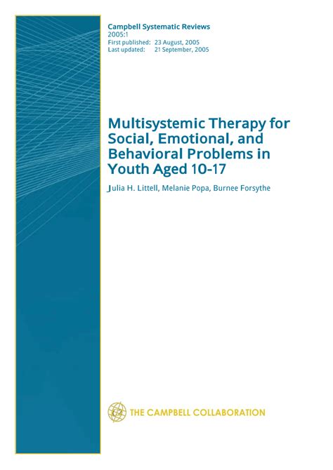 Pdf Multisystemic Therapy For Social Emotional And Behavioral Problems In Youth Aged 10‐17