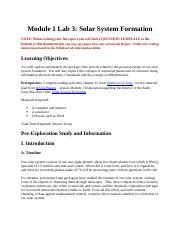 GEY Lab SolarSystemFormation Ver SU Docx Module Lab Solar System Formation NOTE