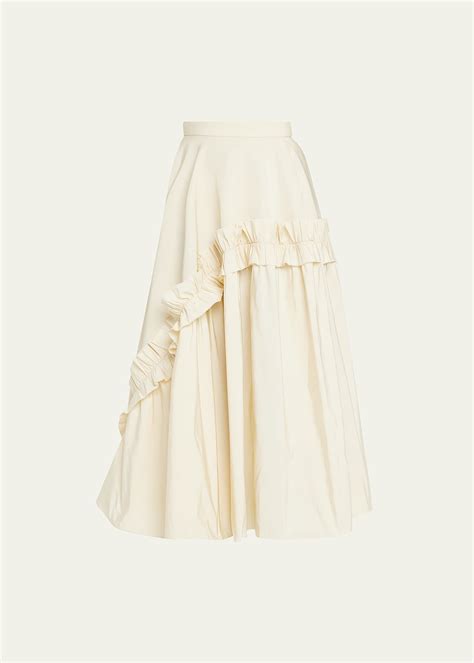 Alexander Mcqueen Circle Cut Midi Skirt W Ruffle Detail Bergdorf Goodman