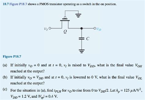 the circuit shown below shows a pmos transistor operating as a switch