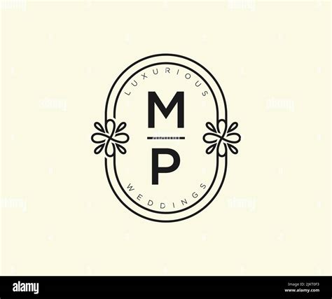 Mp Initials Letter Wedding Monogram Logos Template Hand Drawn Modern Minimalistic And Floral