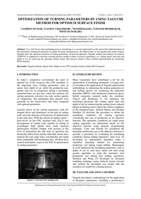 Pdf Optimization Of Turning Parameters By Using Taguchi Method For Optimum Surface Finish