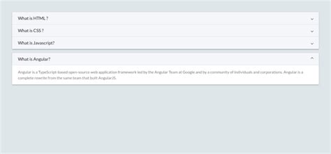 Simple Faq In Angular Material With Ripples W Hubs Angular What Is Html What Is Css