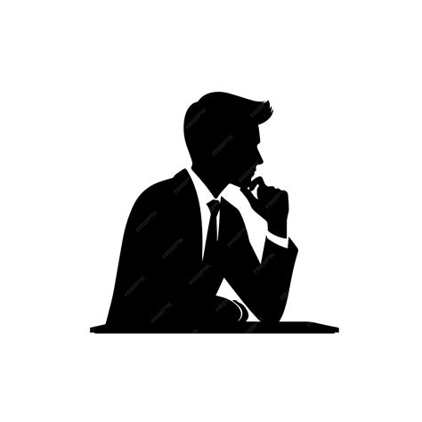 Businessman Thinking Silhouette Man Thinking Vector Design Premium Ai