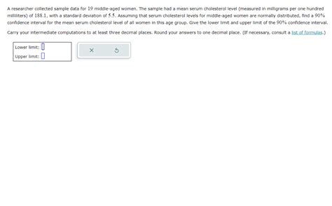 Solved A Researcher Collected Sample Data For 19 Chegg Com