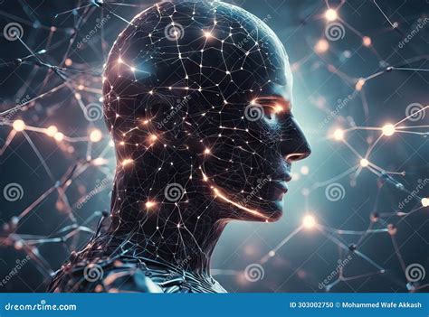 Glowing Ai Brain Network Vector Illustration Stock