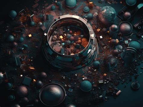 Premium Photo Composition With Abstract Geometric Shapes And Primitives Modern Dark Background