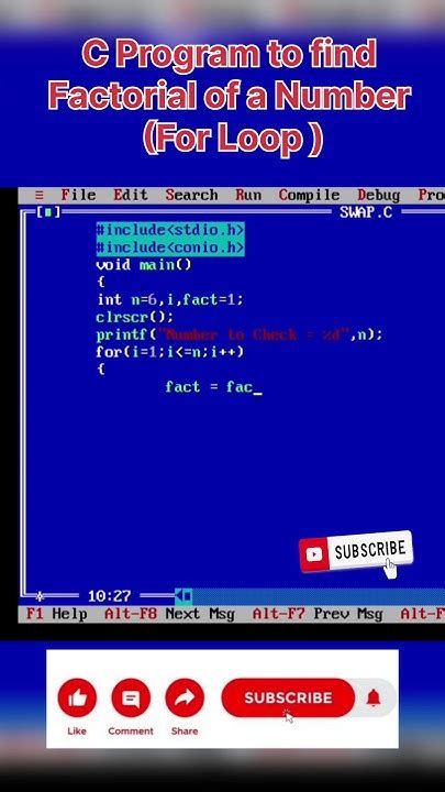 Factorial Number Program In C Shorts Youtube Ytshorts Music