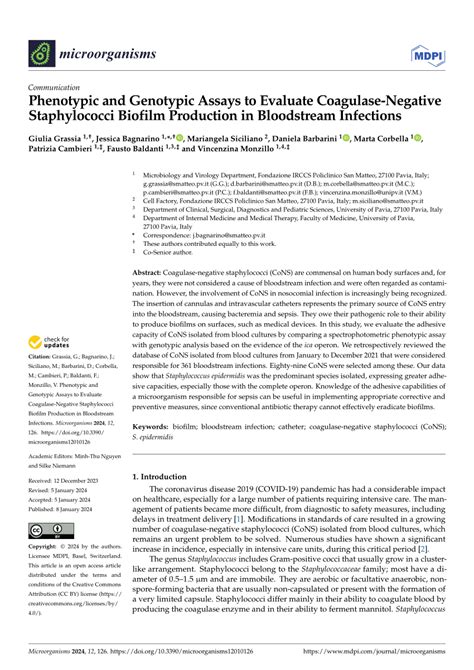 Pdf Phenotypic And Genotypic Assays To Evaluate Coagulase Negative Staphylococci Biofilm
