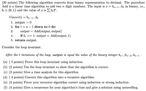 20 Points The Following Algorithm Converts From