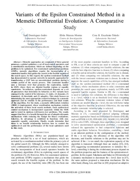Pdf Variants Of The Epsilon Constrained Method In A Memetic