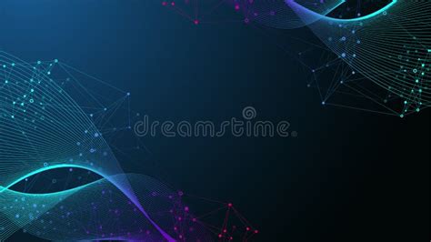 Technology Abstract Background With Connected Line And Dots Big Data Visualization Stock