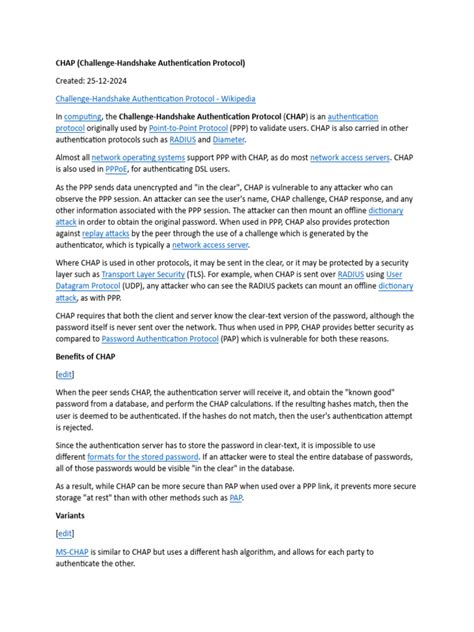 Chap Challenge Handshake Authentication Protocol Pdf Radius Internet Standards