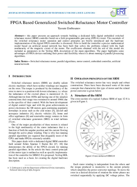 Pdf Fpga Based Generalized Switched Reluctance Motor Controller