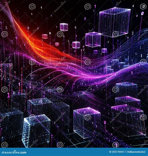 Pile Flowing The Box With The Binary Code Stock Illustration