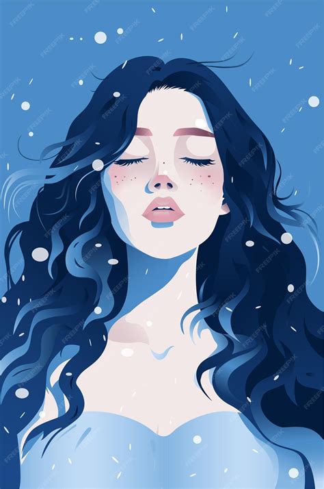 Retrato De Una Mujer En La Nieve Vector Premium