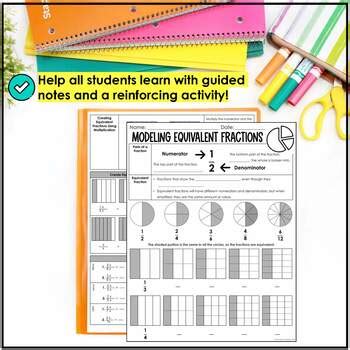 Modeling Equivalent Fractions Lesson NF Worksheet And Notes