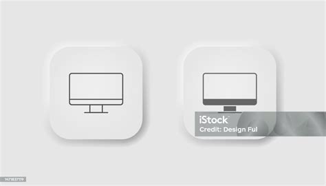 뉴모피즘 스타일의 Pc 아이콘입니다 비즈니스 Ui Ux에 대 한 아이콘입니다 데스크톱 기호입니다 사무 개인 데이터 모니터 디스플레이 컴퓨터 화면 네오모픽 스타일 벡터