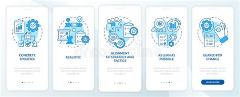 Key Elements Of Business Plan Blue Onboarding Mobile App Screen Stock Vector Illustration Of