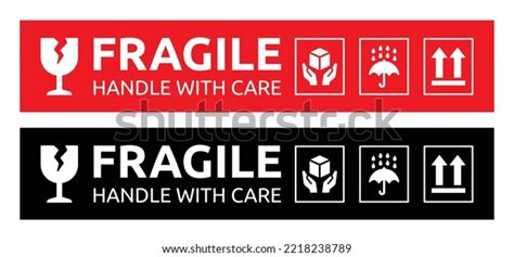 Fragile Package Icons Set Red Black Stock Vector Royalty Free 2218238789 Shutterstock