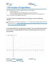 Graphs Of Logarithms Pdf Name Date Babe Facilitator Graphs Of Logarithms This