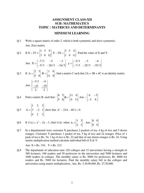 Matrices And Determinants Pdf Applied Mathematics Operator Theory
