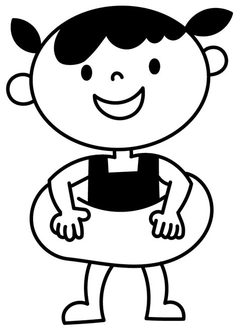 浮き輪を持った水着姿の女の子白黒の無料イラスト手書き風 かわいいフリー素材屋いらすと係
