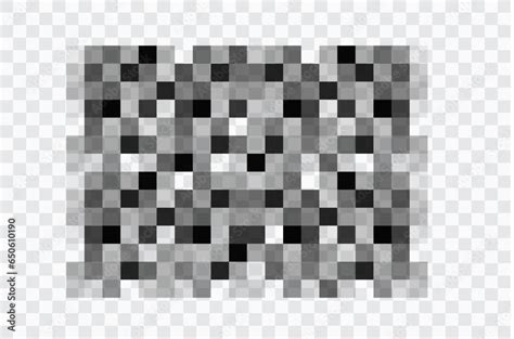 Censor Pixel Mosaic Bar Simple Gray Blur Censure Frame On Transparent Background Stock Vector