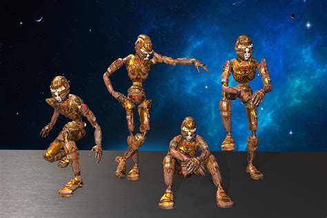 Robot Gold Sci Fi Humanoid Characters Unity Asset Store