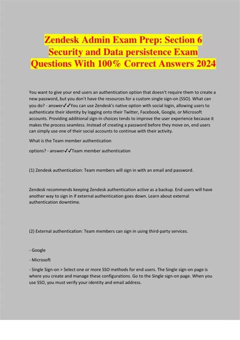 Zendesk Admin Exam Prep Section 6 Security And Data Persistence Exam