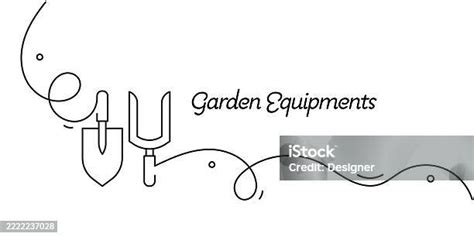 정원 장비 아이콘의 하나의 연속 선 그리기입니다 단일 라인 벡터 일러스트 레이 션 0명에 대한 스톡 벡터 아트 및 기타 이미지 0명 갈퀴 개념 Istock