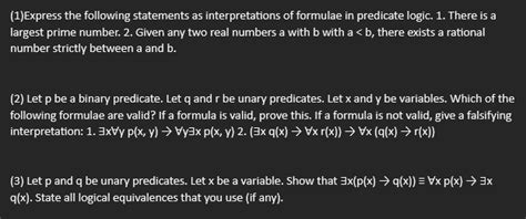 Solved Logic Questions Chegg