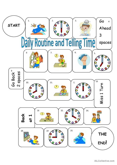 Daily Routines And Time Boardgame Daily Routine Works